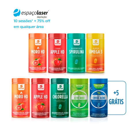 Super Caps: Compre 4, Leve 9 + Espaçolaser | Desinchá