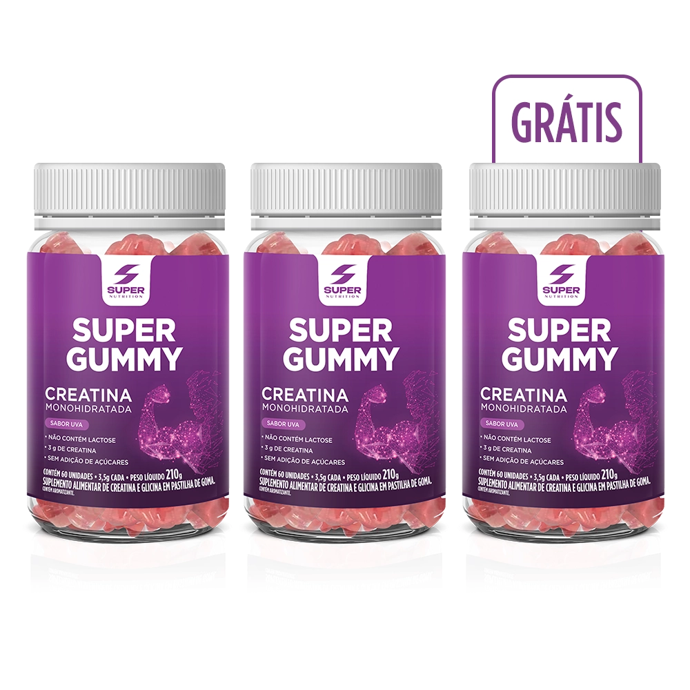 Kit 03 Super Gummy Creatina Monohidratada Sabor Uva | Super Nutrition ...