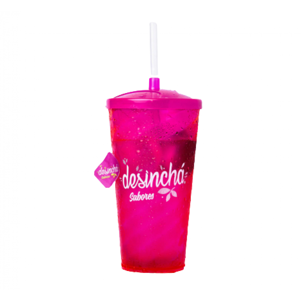 Copo Rosa com Canudo: Desinchá Sabores | Desinchá