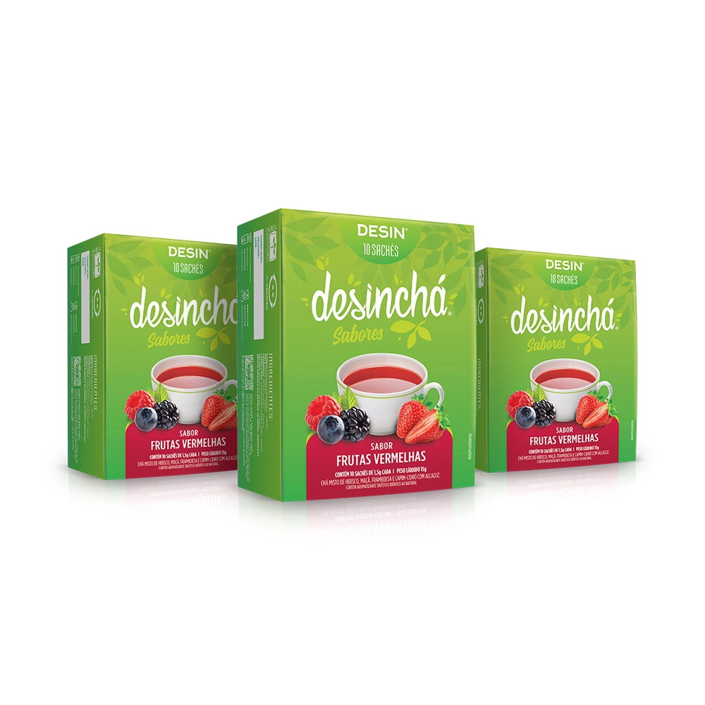 Kit 03 Desinchá 10 Sachês • Frutas Vermelhas | Desinchá, o chá nº 1 do ...
